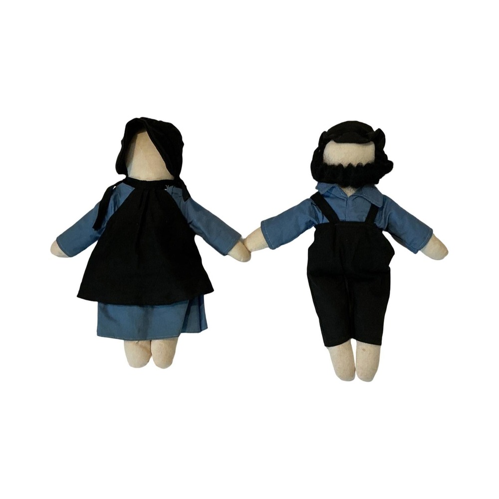 Other | Vintage 11 Inch Amish Rag Dolls Pair Faceless Handmade Folk Art ...